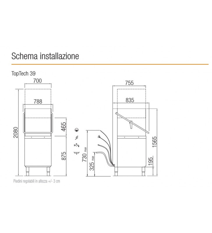 COLGED Lavastoviglie a Capotta Doppia Parete con Pompa di Scarico e Risciacquo e Addolcitore ...